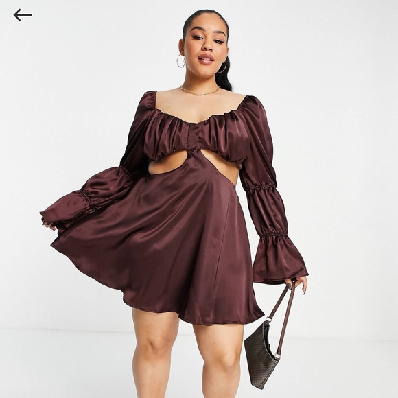 ASOS Curve | Dresses | First Distraction The Label Satin Skater Dress ...